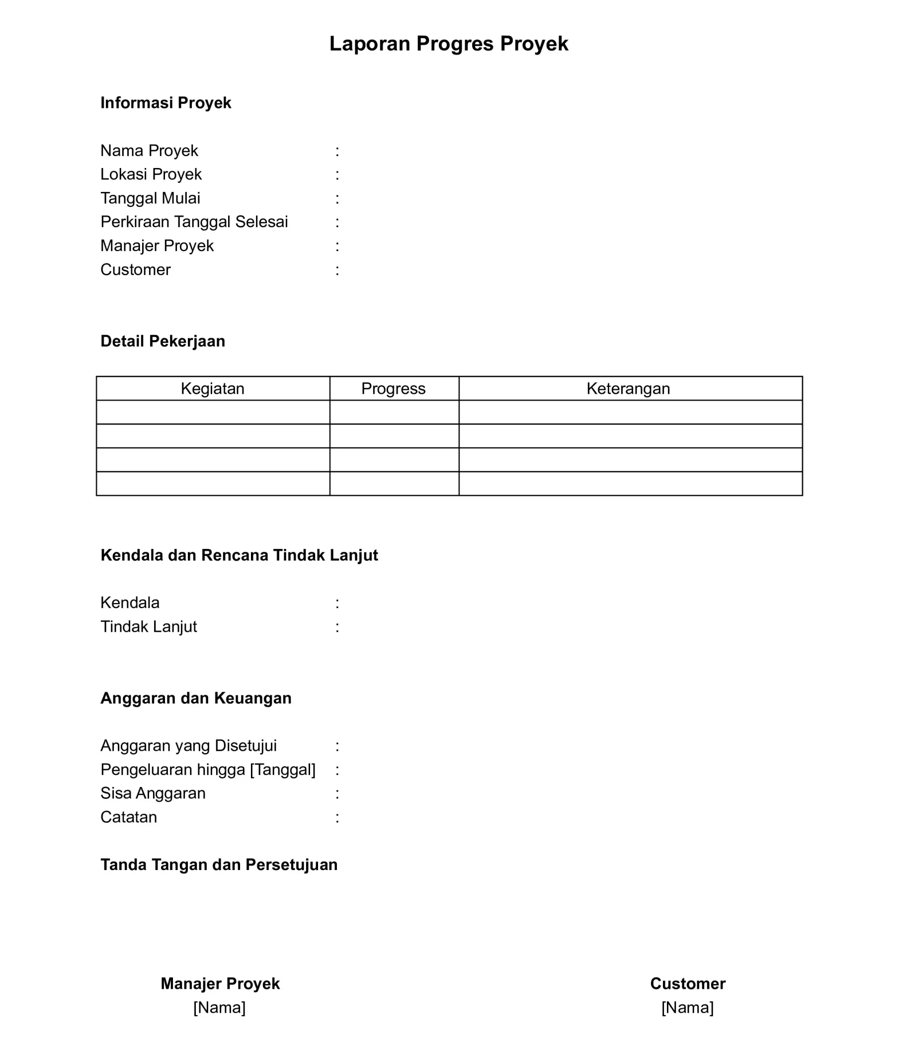 Download Template Laporan Progres Proyek Gratis untuk Anda