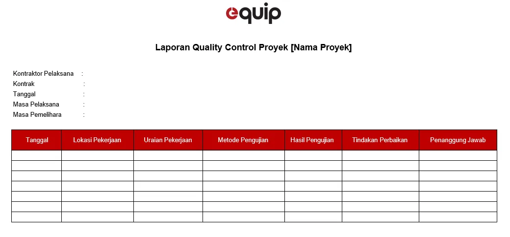 Download Template Laporan Quality Control Proyek Gratis